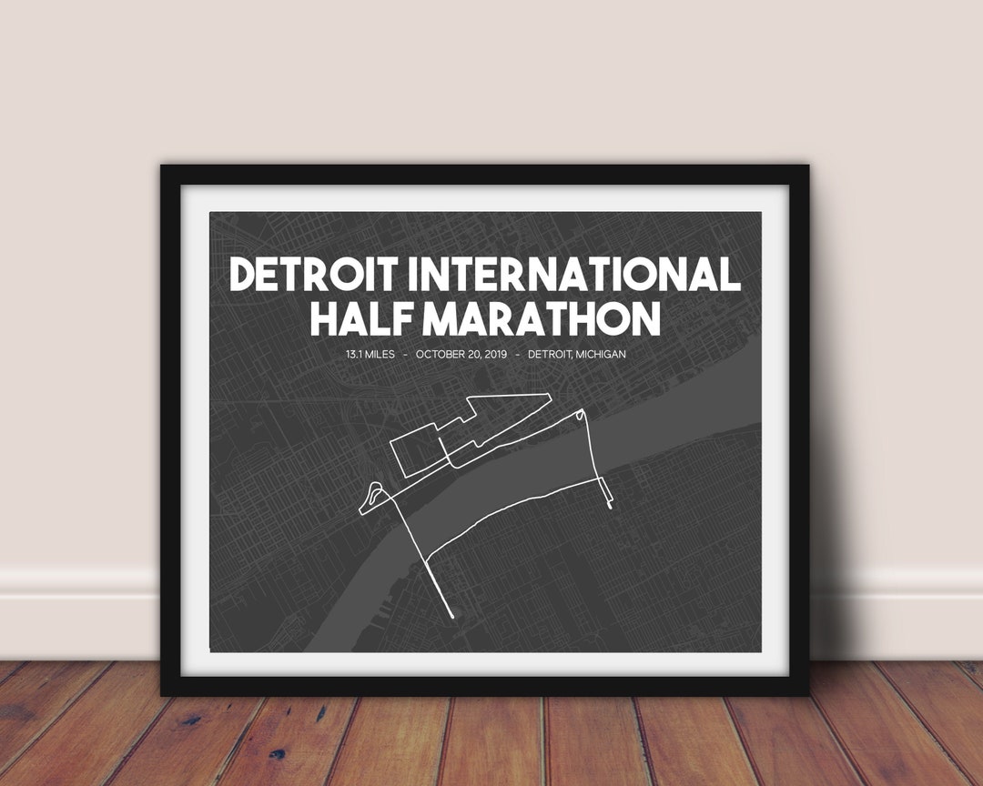 2019 Detroit International Half Marathon Printable Race Route, Custom ...
