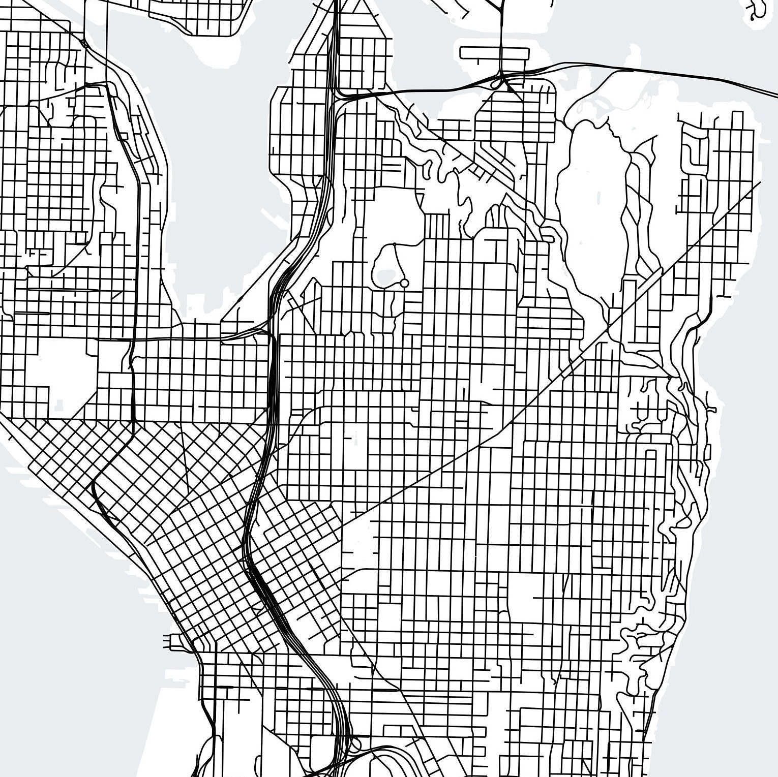 Seattle Map Printable Seattle Map Poster Seattle Washington - Etsy
