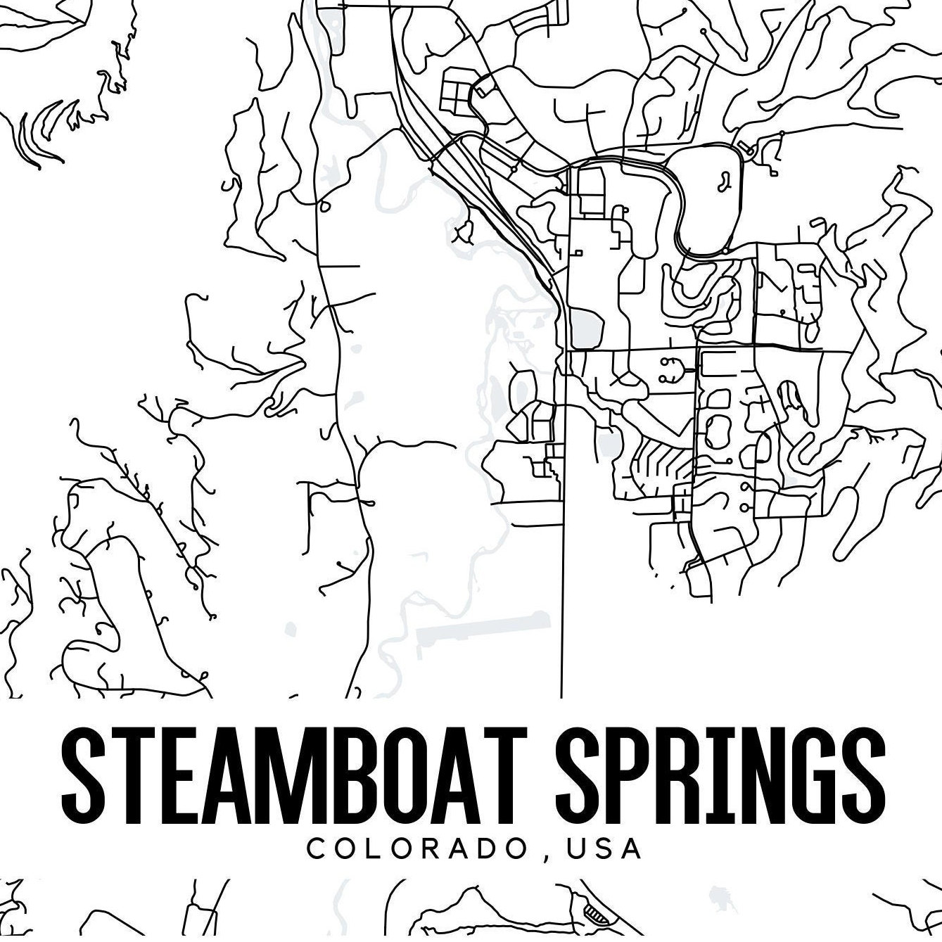 Steamboat Springs Colorado Printable Map Steamboat Ski Map - Etsy