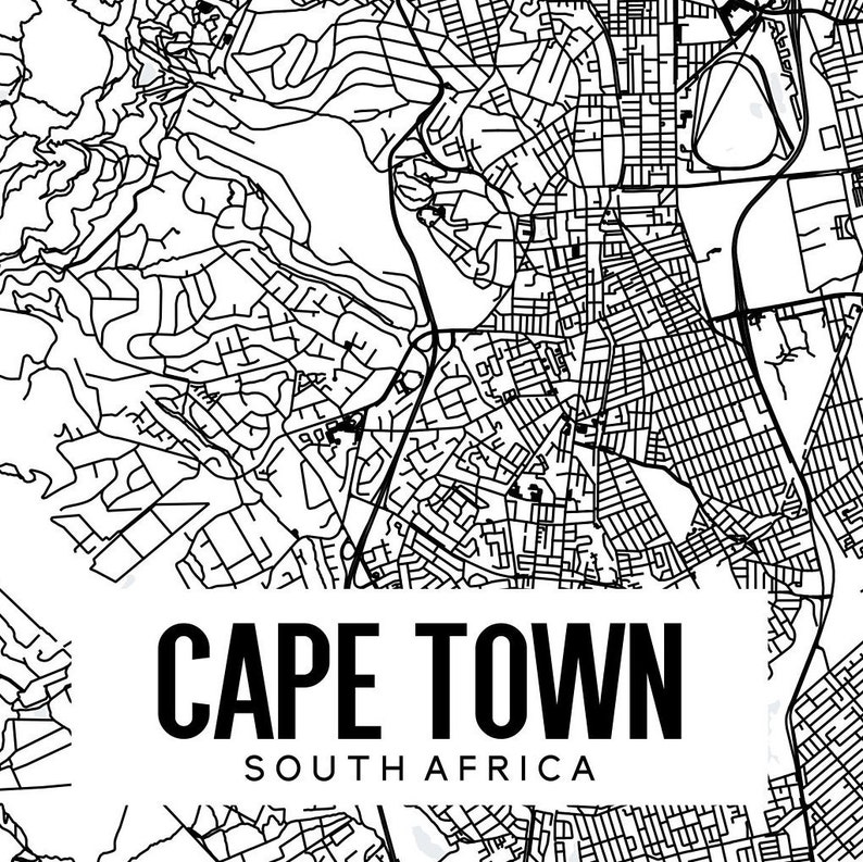 Cape Town Map Print Cape Town South Africa Map Poster Map - Etsy