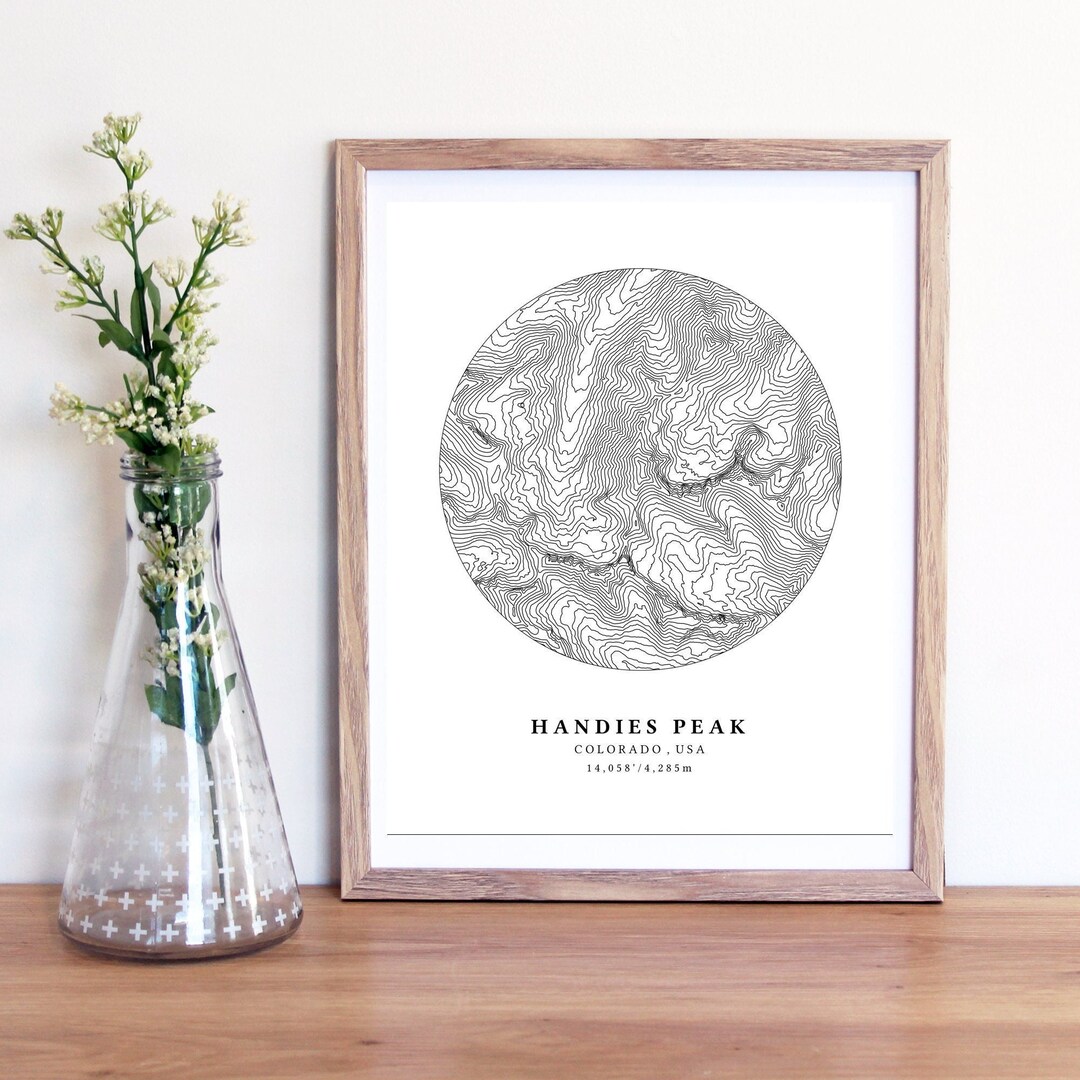 Handies Peak Topographic Map Handies Peak Map Handies Peak - Etsy