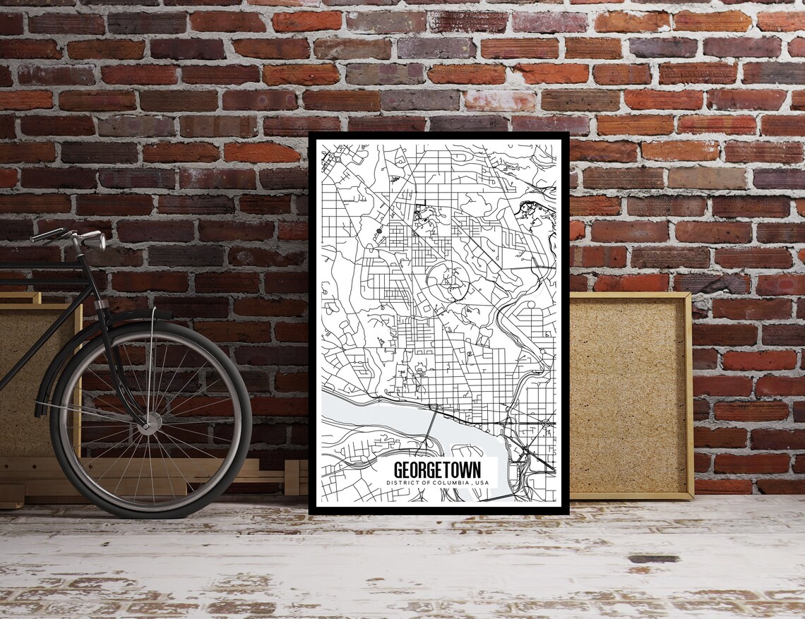 Georgetown D.C. Map Printable DC city map art Washington map | Etsy