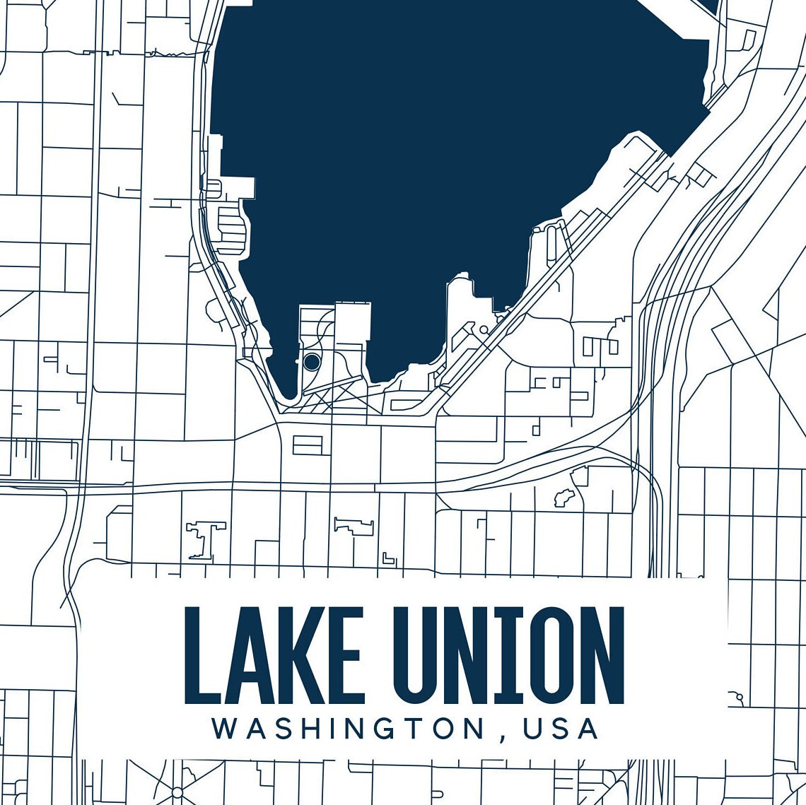 Lake Union Washington Printable Map Lake Union Wall Art Lake - Etsy