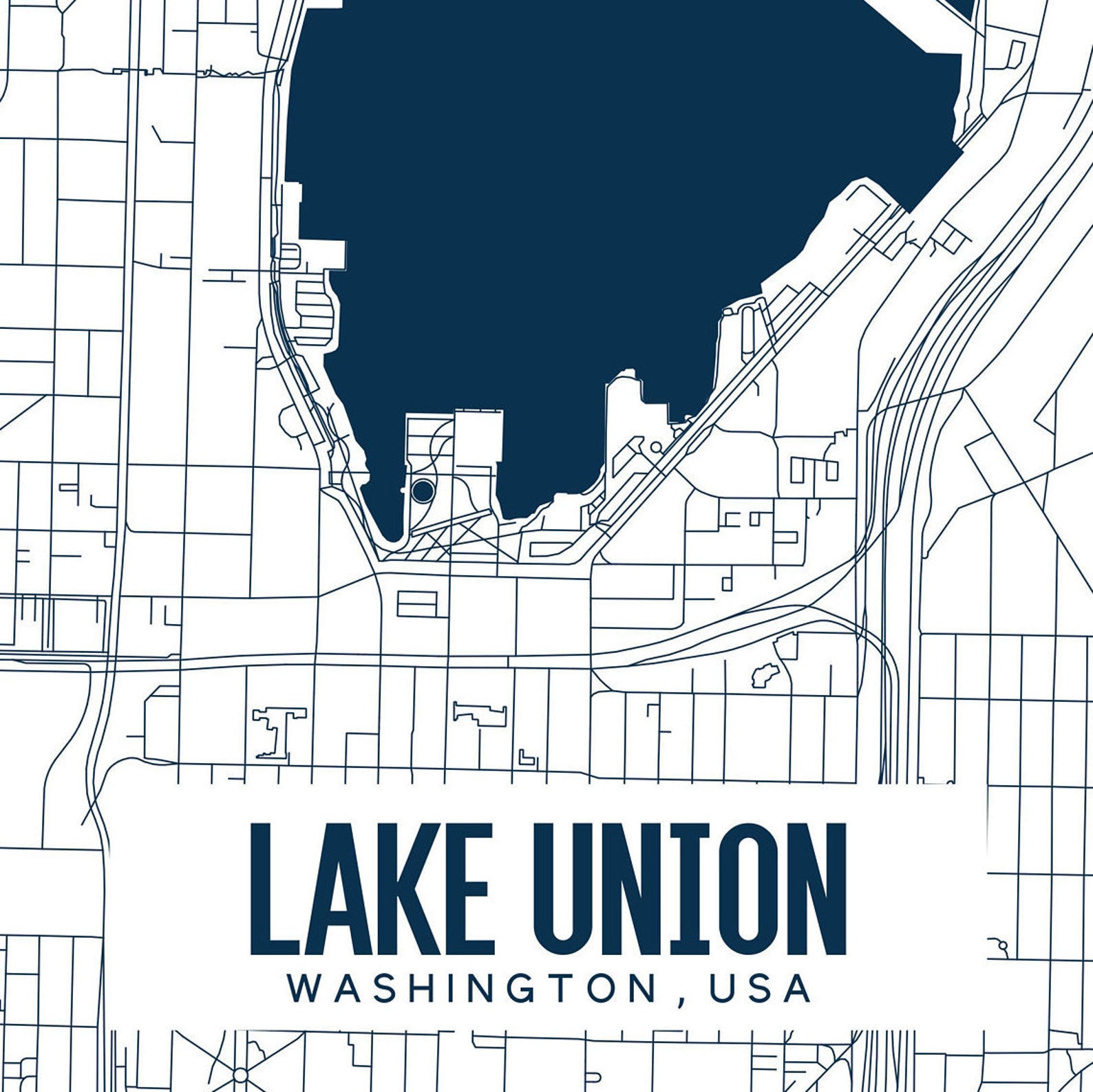 Lake Union Washington Printable Map Lake Union Wall Art Lake - Etsy
