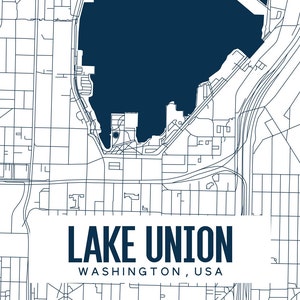 Lake Union Washington Printable Map, Lake Union Wall Art, Lake Union ...