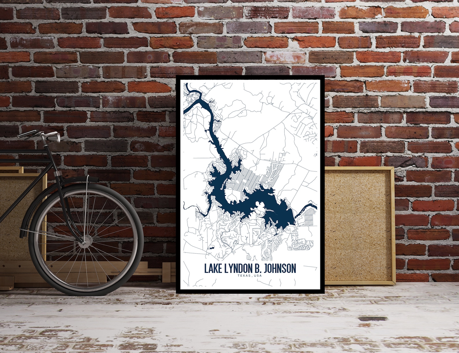 Lake Lyndon B. Johnson Texas Printable Map Lake LBJ Wall Art | Etsy
