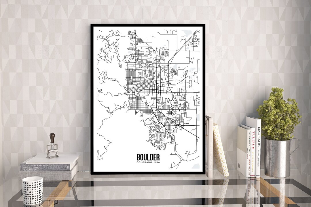 Boulder Colorado Map Printable Boulder Map Art Colorado Map - Etsy