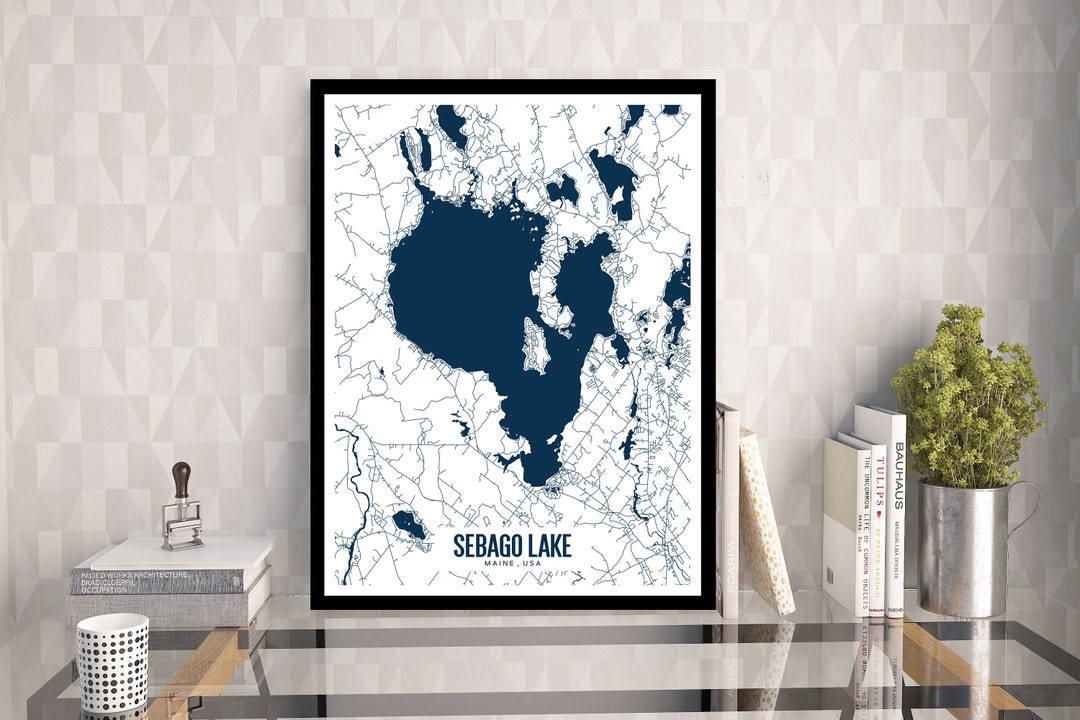 Printable Sebago Lake Map, Sebago Lake Maine Print, Sebago Lake Art ...