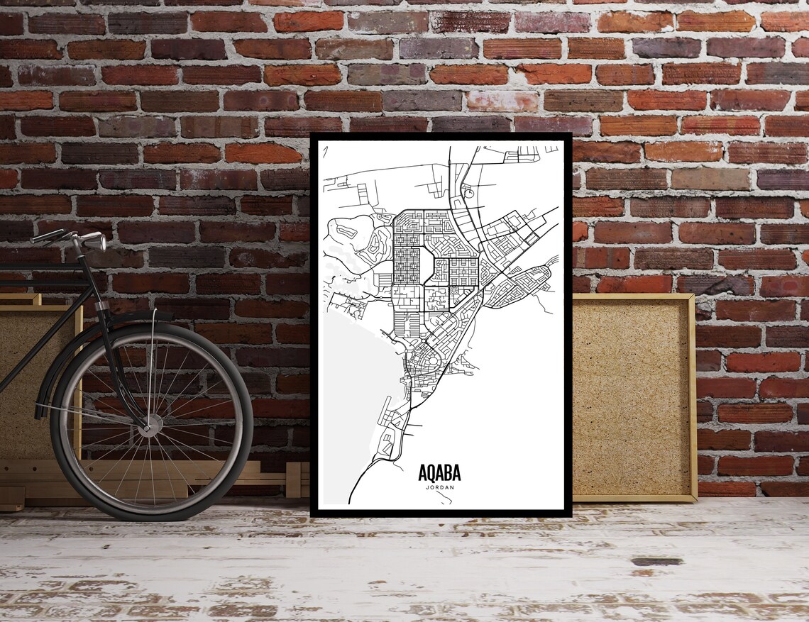Aquaba Jordan Printable Map Aqaba City Map Art Asia Map | Etsy