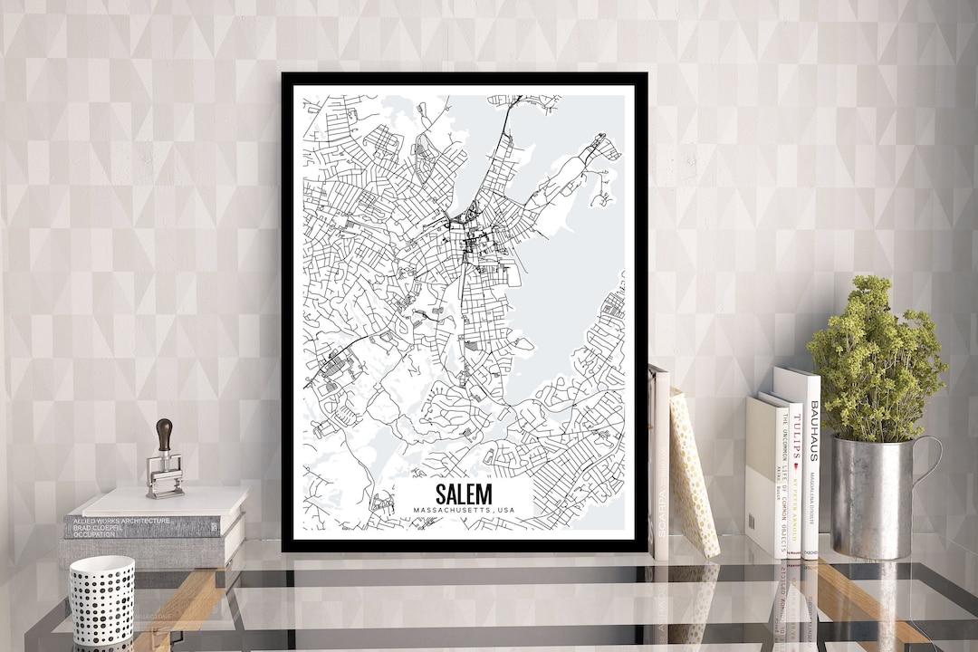 Salem Massachusetts Printable Map, Salem Map Poster, Salem ...
