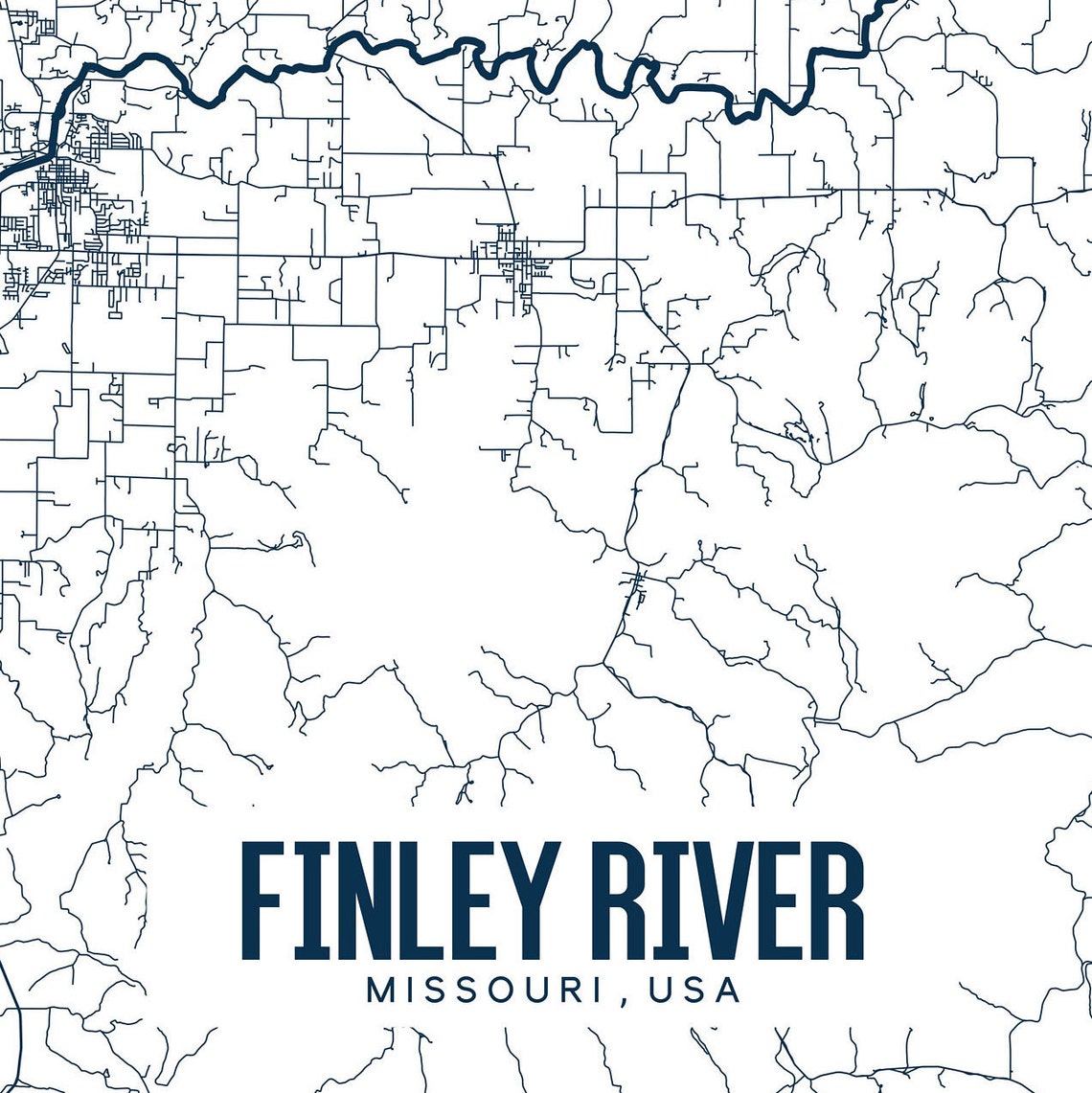 Finley River Missouri Printable Map Finley River Missouri - Etsy