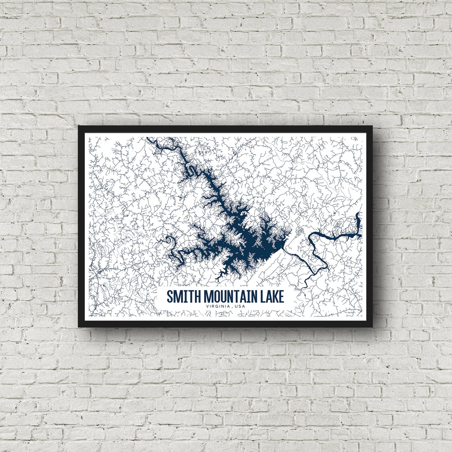 Smith Mountain Lake Printable Map, Smith Mountain Virginia Wall Art ...