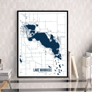 Lake Wawasee Printable Map Lake Wawasee Wall Art Indiana Map - Etsy