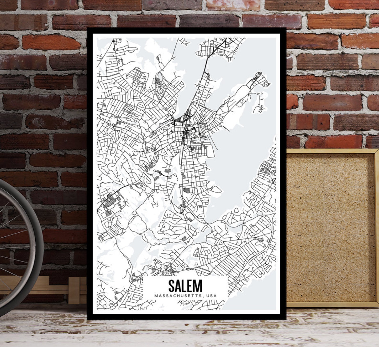 Salem Massachusetts Printable Map Salem Map Poster Salem | Etsy