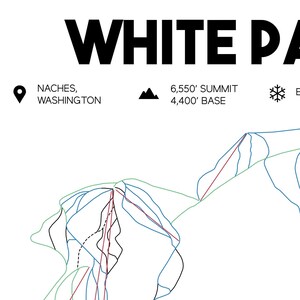 White Pass Printable Trail Map 16x20, White Pass Washington Ski Map ...