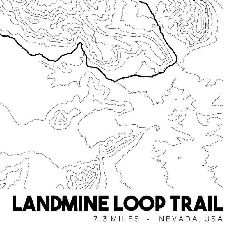 The Landmine Loop Trail Topographic Map Printable Mountain - Etsy
