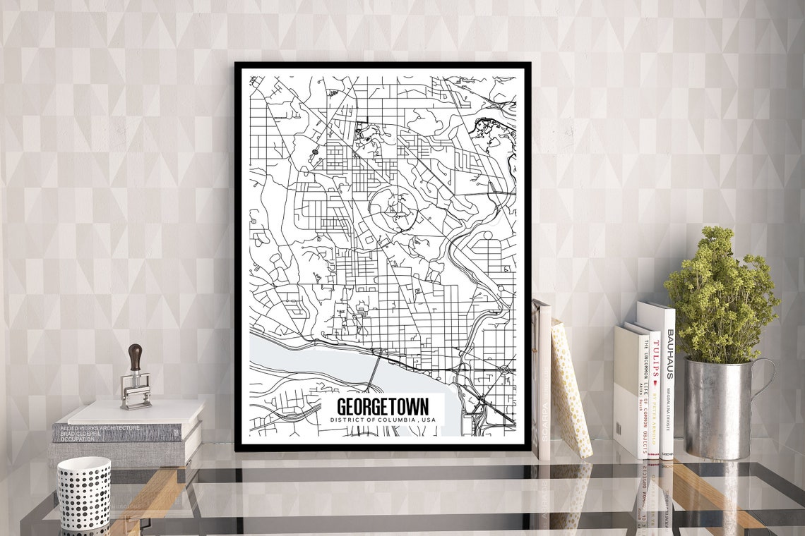 Georgetown D.C. Map Printable DC city map art Washington map | Etsy