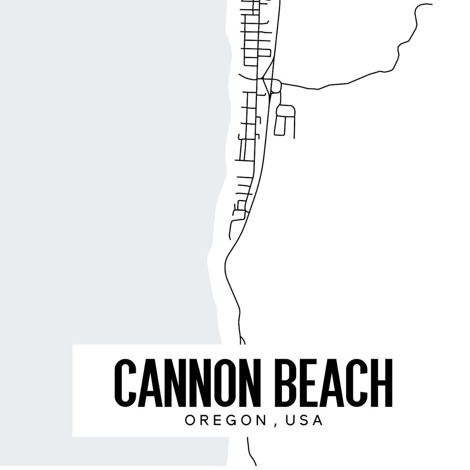Cannon Beach Oregon Map Printable Oregon Wall Art Pacific - Etsy
