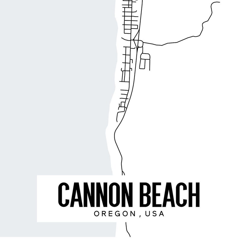 Cannon Beach Oregon Map Printable Oregon Wall Art Pacific - Etsy