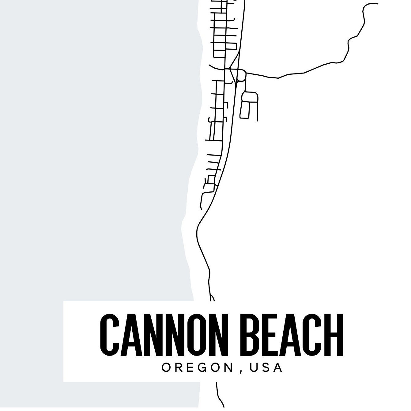 Cannon Beach Oregon Map Printable Oregon Wall Art Pacific - Etsy