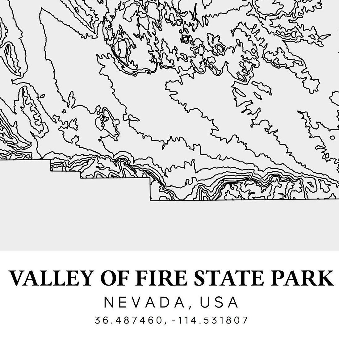 Valley of Fire Sate Park Printable Topographic Map Nevada - Etsy