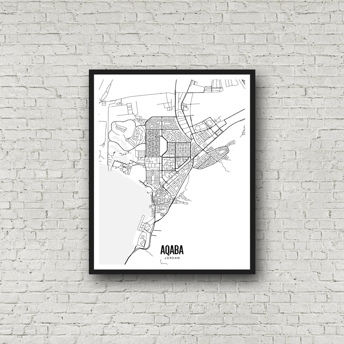Aquaba Jordan Printable Map Aqaba City Map Art Asia Map - Etsy