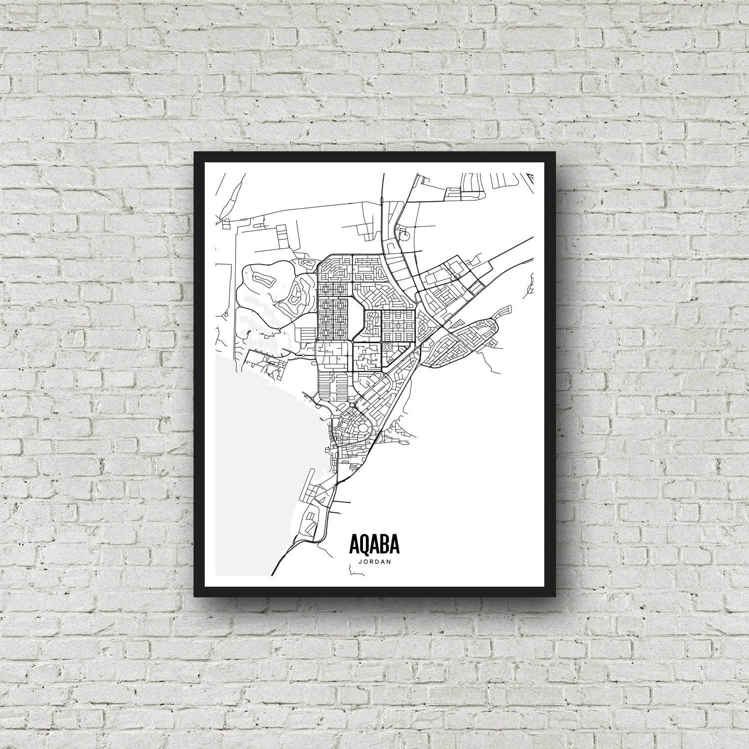 Aquaba Jordan Printable Map Aqaba city map art Asia map | Etsy