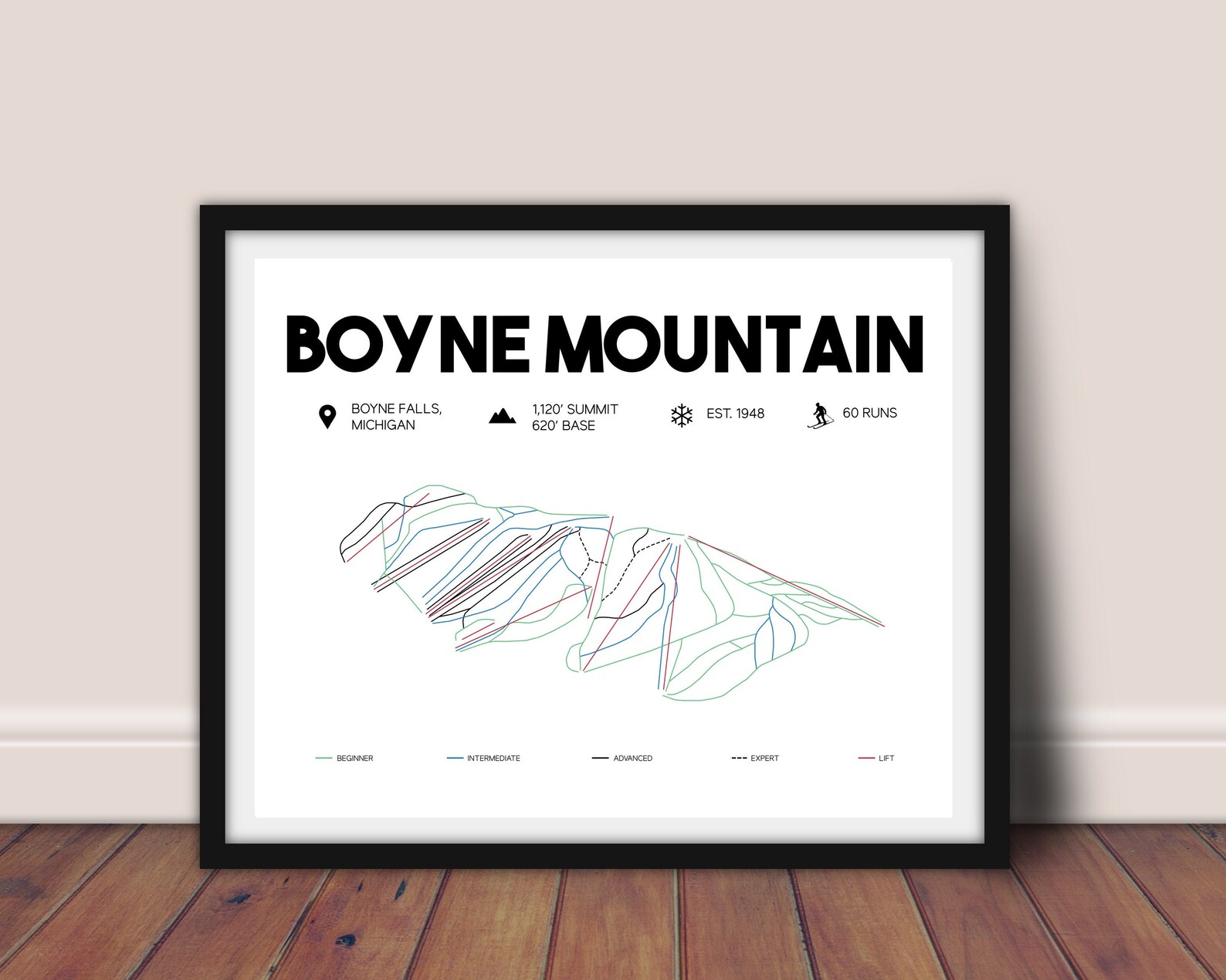Boyne Mountain Printable Ski Map 16x20 Boyne Mountain - Etsy