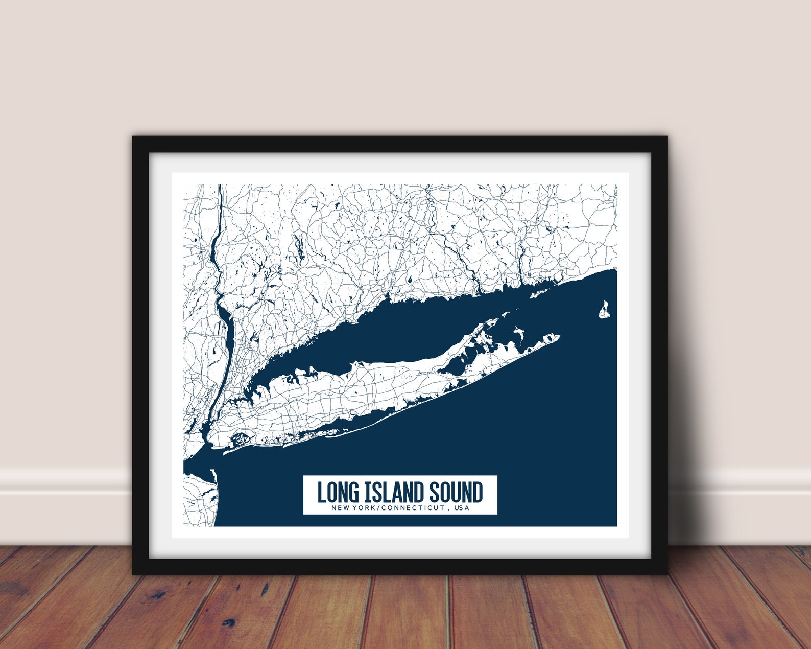 Long Island Sound Printable Map New York Wall Art - Etsy