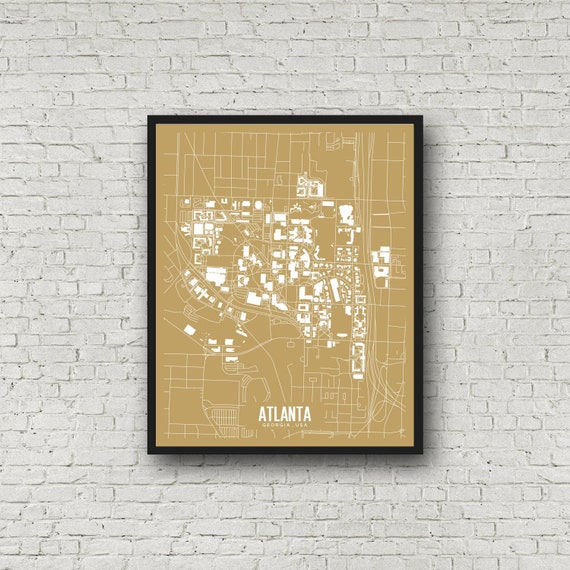 Atlanta Georgia Map Georgia Tech Wall Art Atlanta GA Print | Etsy