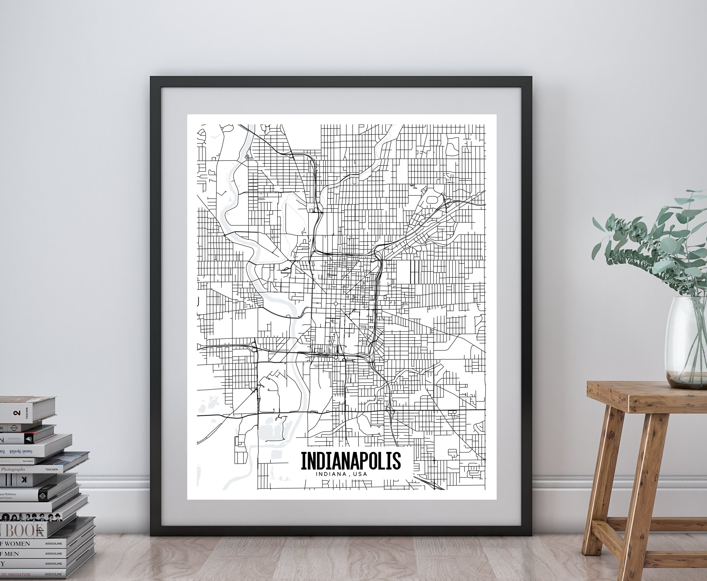 Indianapolis Indiana Map Printable Indiana City Map Art | Etsy