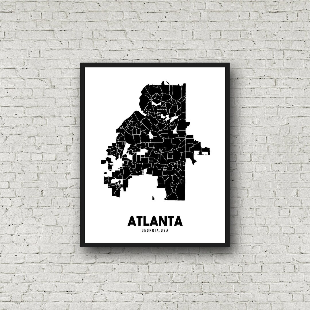 Atlanta Georgia Printable Map Atlanta Neighborhoods Print - Etsy