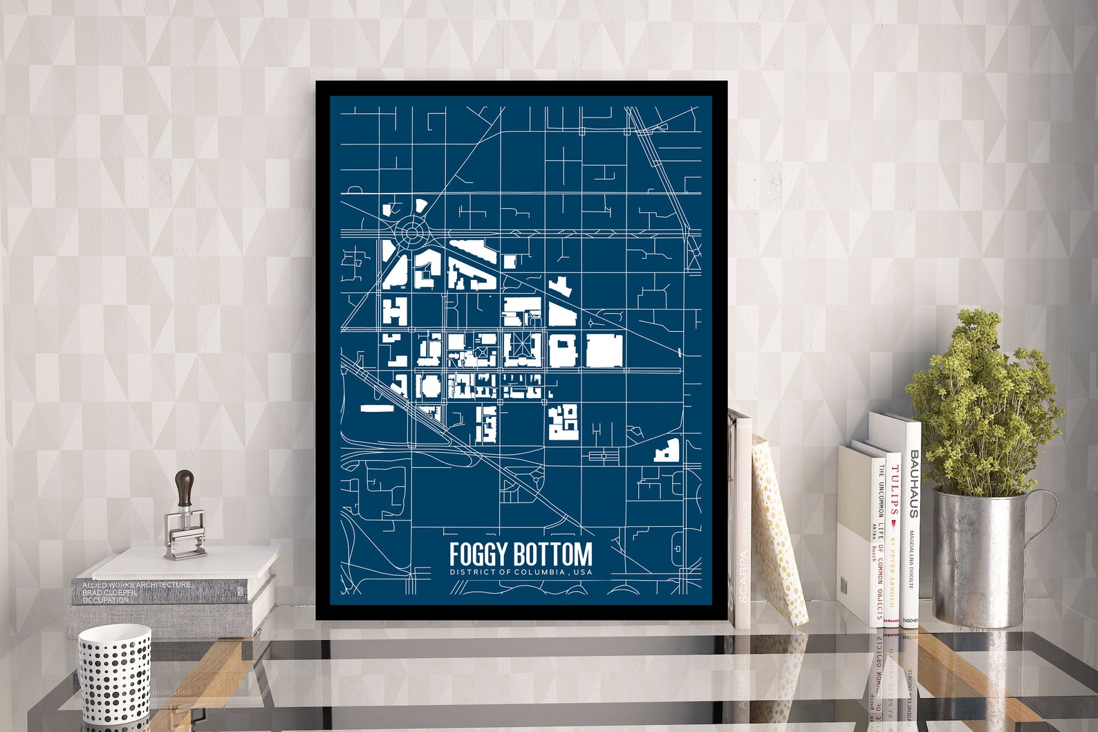 Foggy Bottom Washington D.C. Map, DC Wall Art, George Washington Map ...