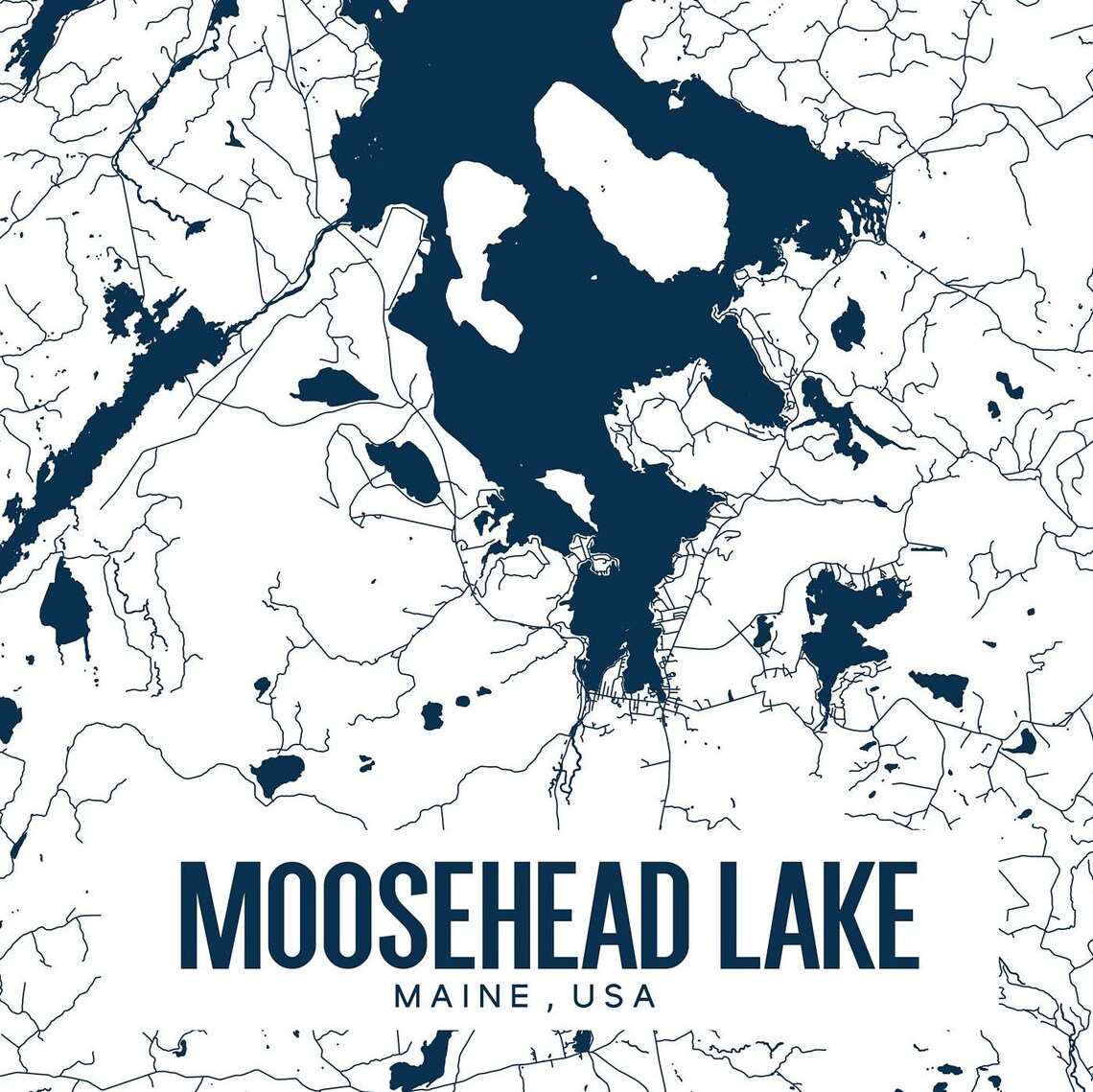 Moosehead Lake Map Printable, Moosehead Lake Wall Art, Lakehouse Wall ...