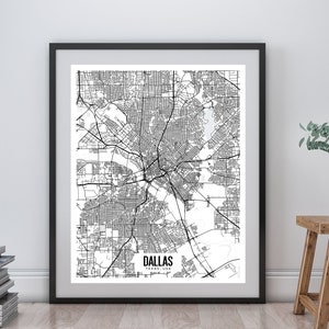 Dallas Texas Printable Map Dallas Map Print Texas Wall Art - Etsy