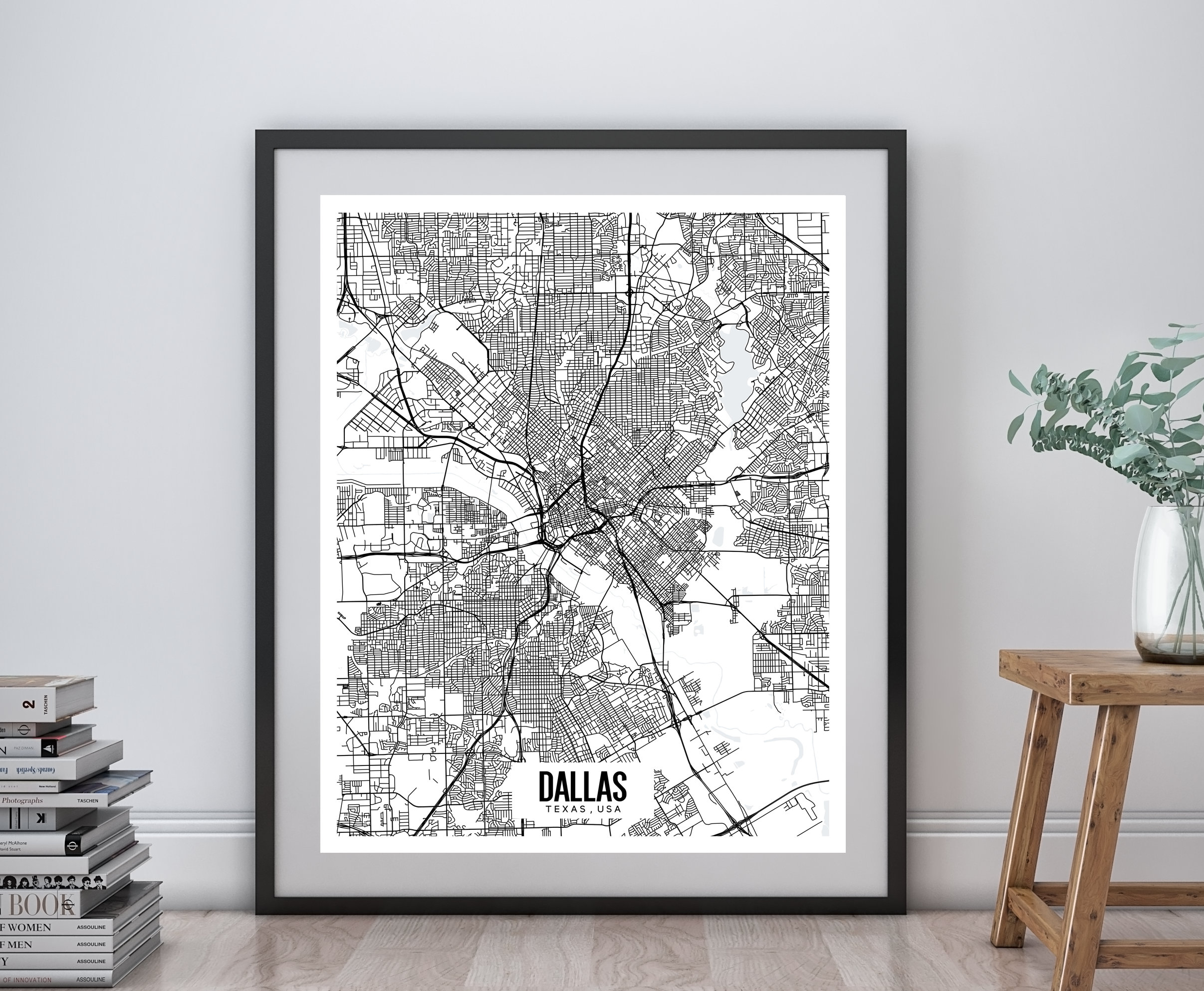 Dallas Texas printable map Dallas map print Texas wall art | Etsy