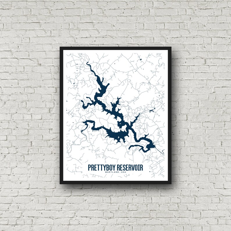 Prettyboy Reservoir Maryland Printable Map Maryland Wall Art - Etsy