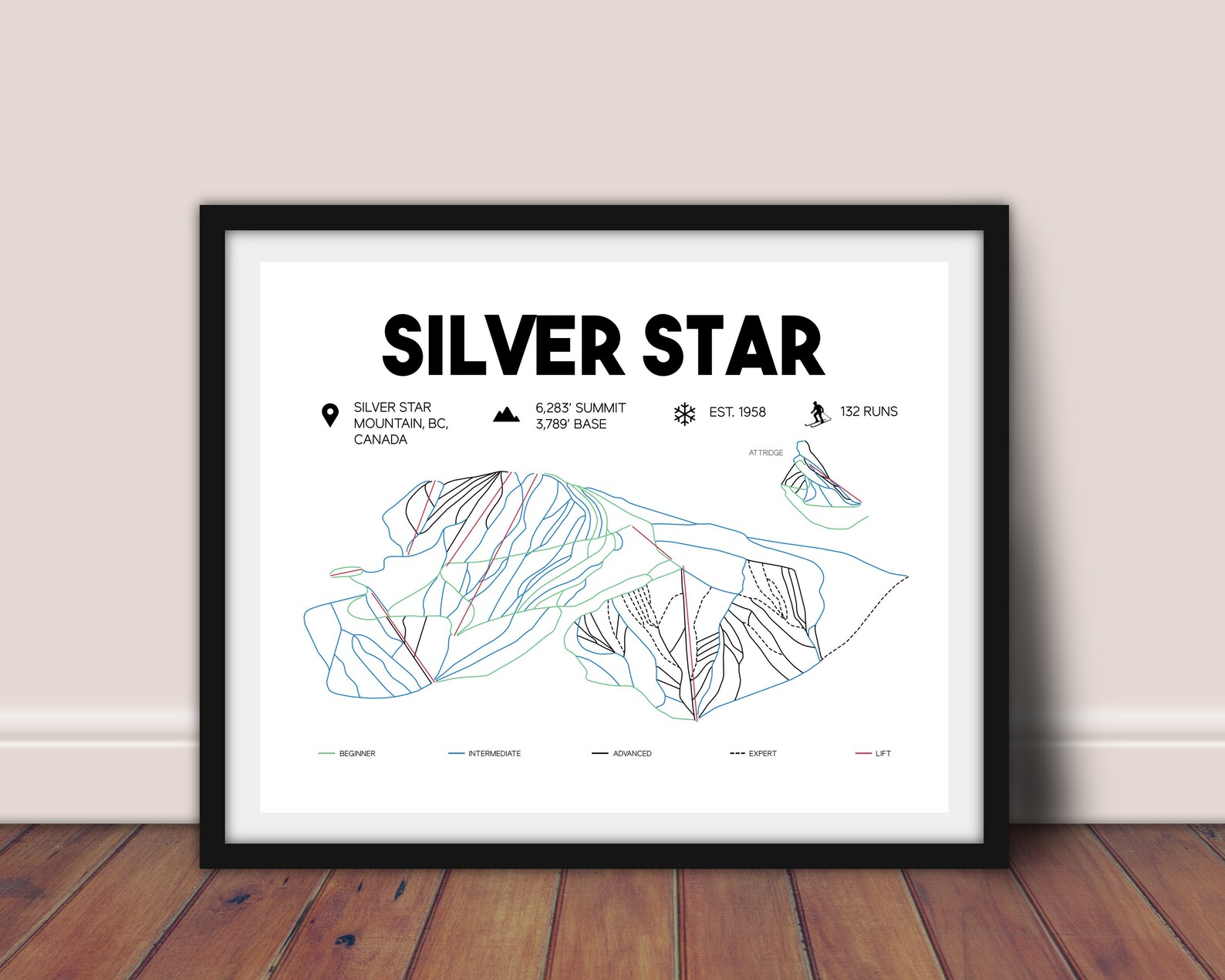 Silver Star Mountain BC Ski Resort Map Silver Star British - Etsy