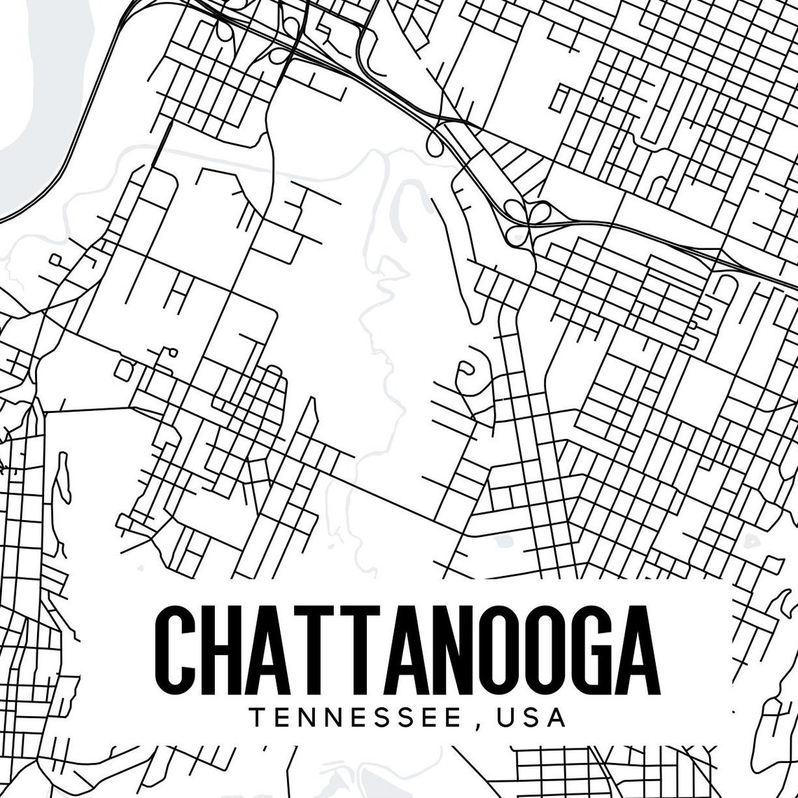 Chattanooga Tennessee Map Printable Printable Map for Office | Etsy