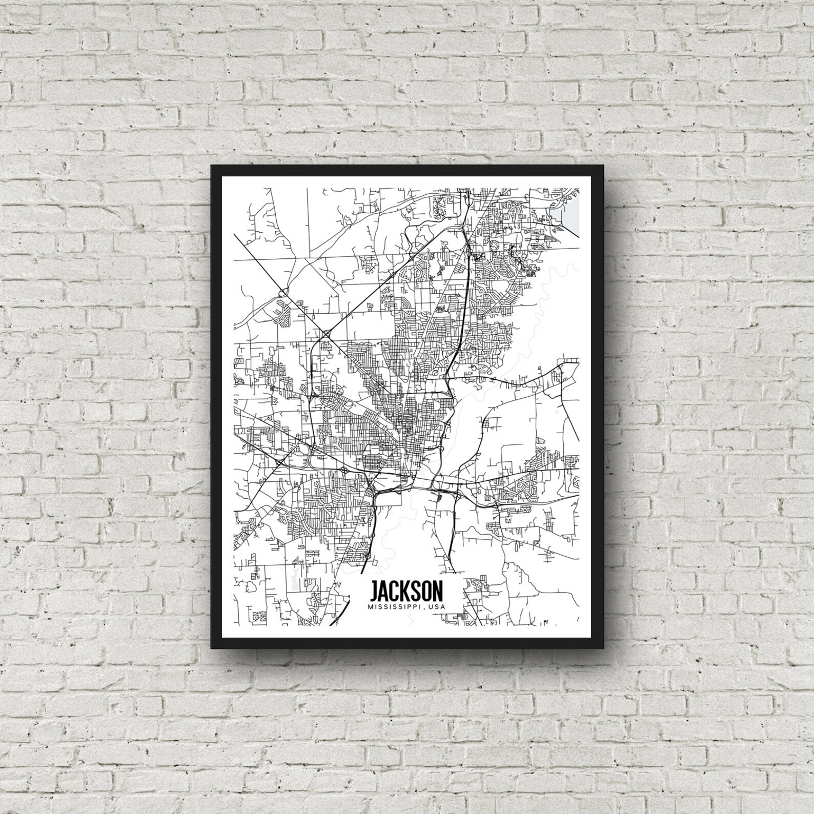 Jackson Mississippi Printable Map, Jackson MS Wall Art, Printable City ...