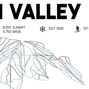 Sun Valley Idaho Printable Ski Map 16x20, Sun Valley Idaho Map Sun ...