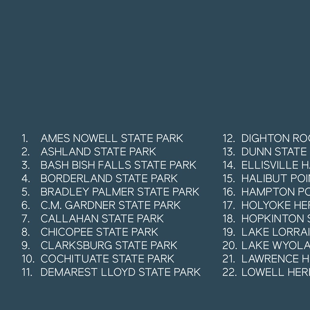Massachusetts State Parks Map Printable 16x20 - Etsy Hong Kong