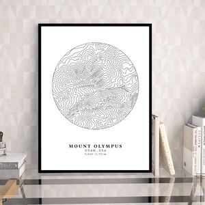 Mount Olympus Topographic Map, Mount Olympus Map, Salt Lake City Print ...