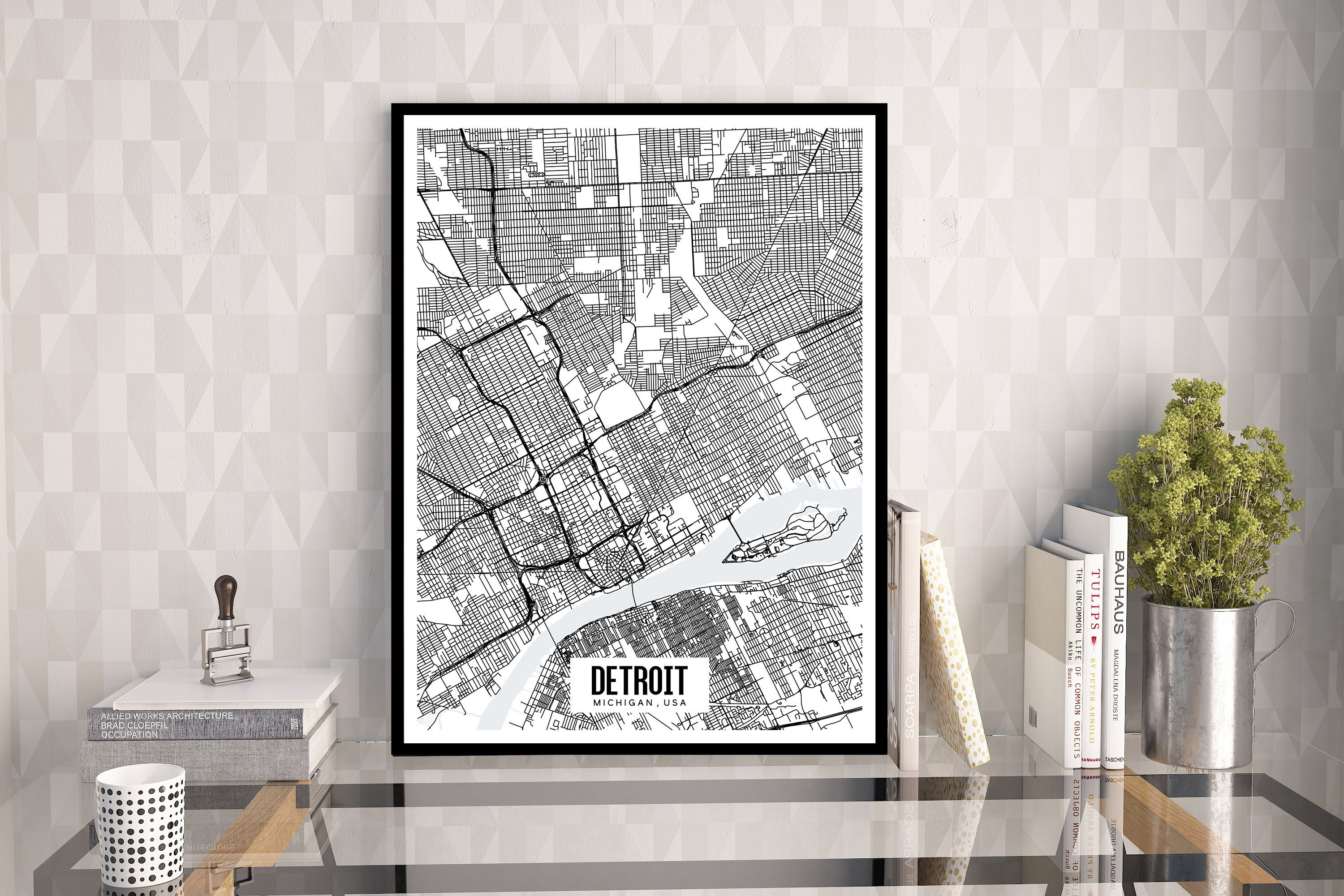 Detroit Michigan Map, Detroit Map Poster, Detroit Michigan Map, Detroit ...