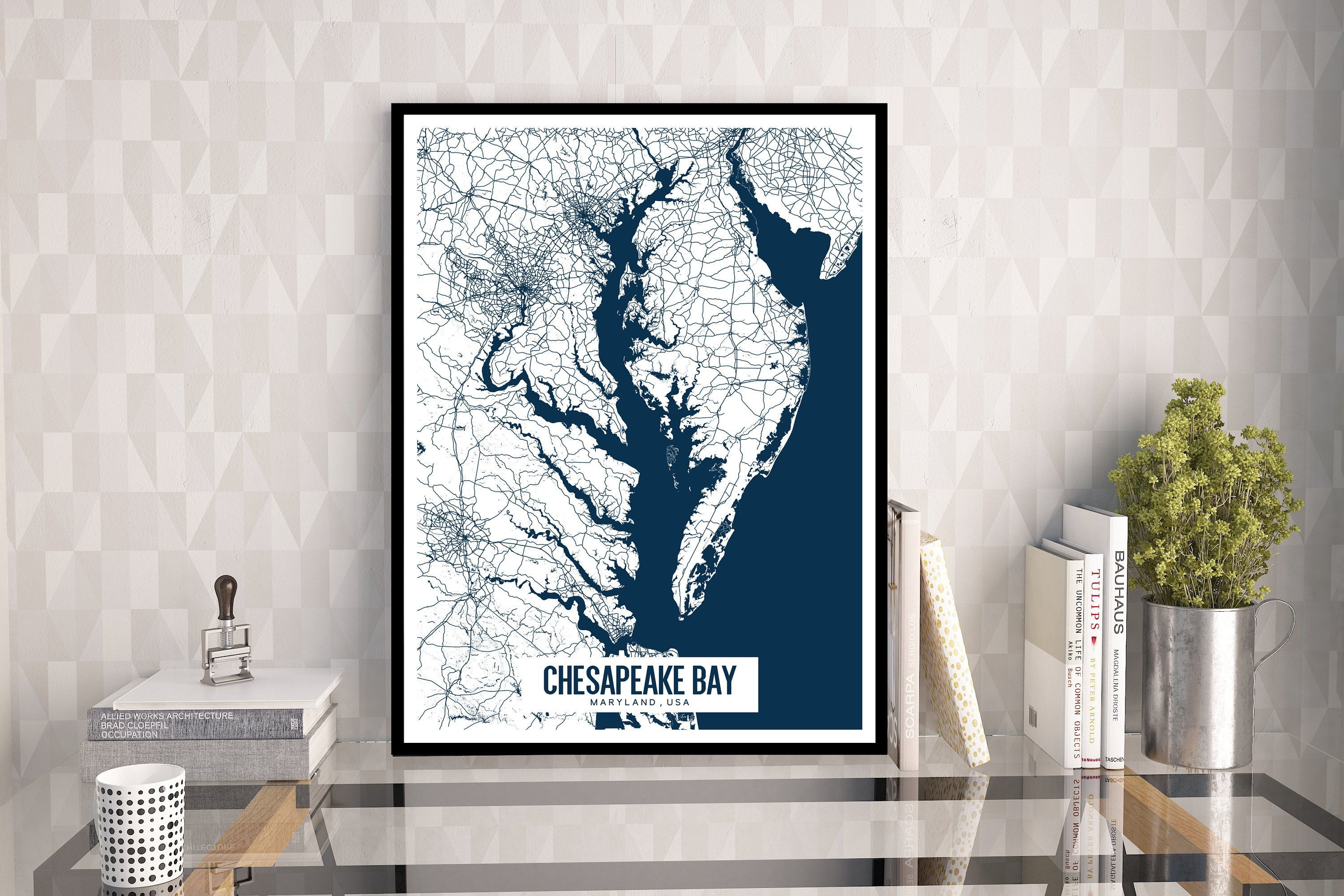 Chesapeake Bay Printable Map, Maryland Wall Art, Chesapeake Bay Print ...