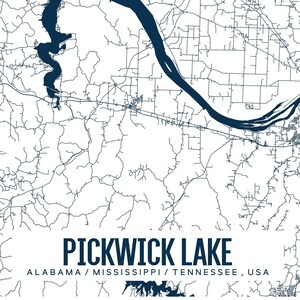 Pickwick Lake Printable Map, Alabama Wall Art, Pickwick Lake Print ...