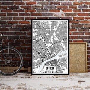 Detroit Michigan Map Detroit Map Poster Detroit Michigan - Etsy
