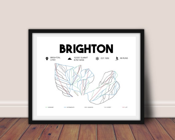 Brighton Printable Ski Trail Map Brighton Utah Trail Map - Etsy