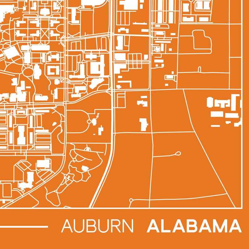Auburn Map Auburn Wall Art Gift for College Graduation Gift - Etsy