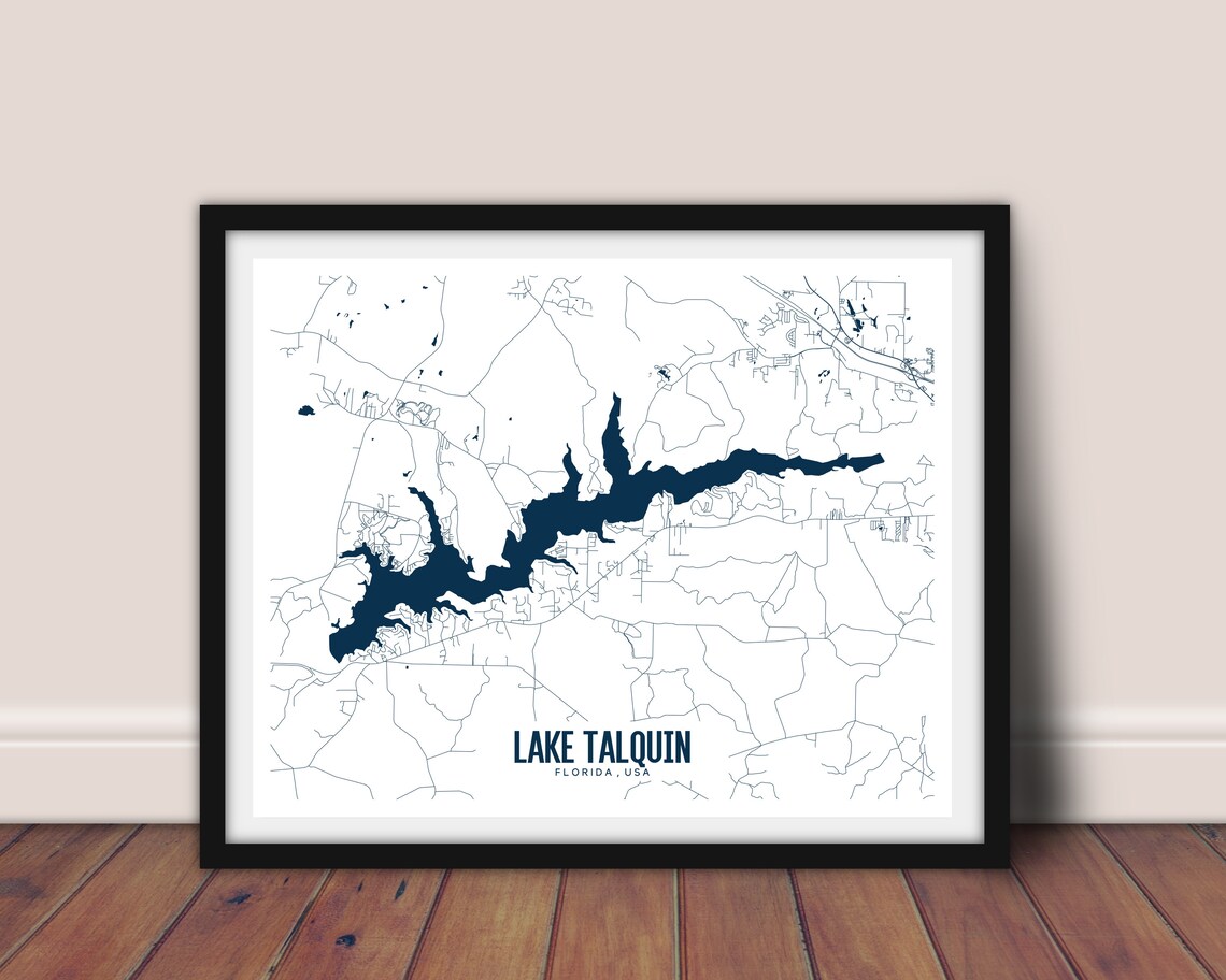 Lake Talquin Florida Printable Map Lake Talqiun FL - Etsy